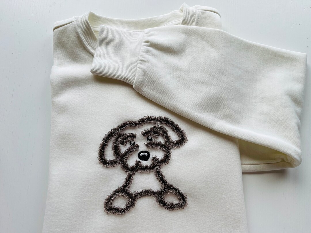 Fringed Dog Fringe Fluffy Puppy Maltese Dog Fur Chenille Embroidery ITH ...