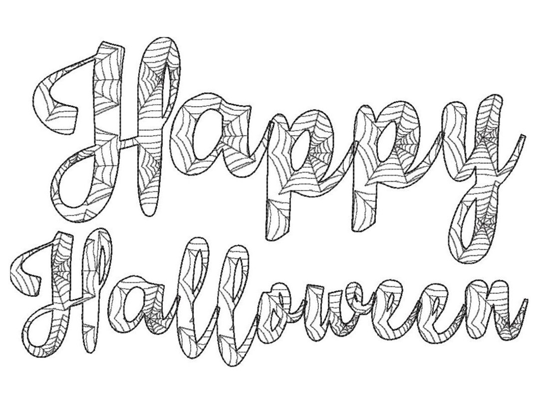 Spider Web Halloween Font Light Sketch Outline Machine Embroidery ...
