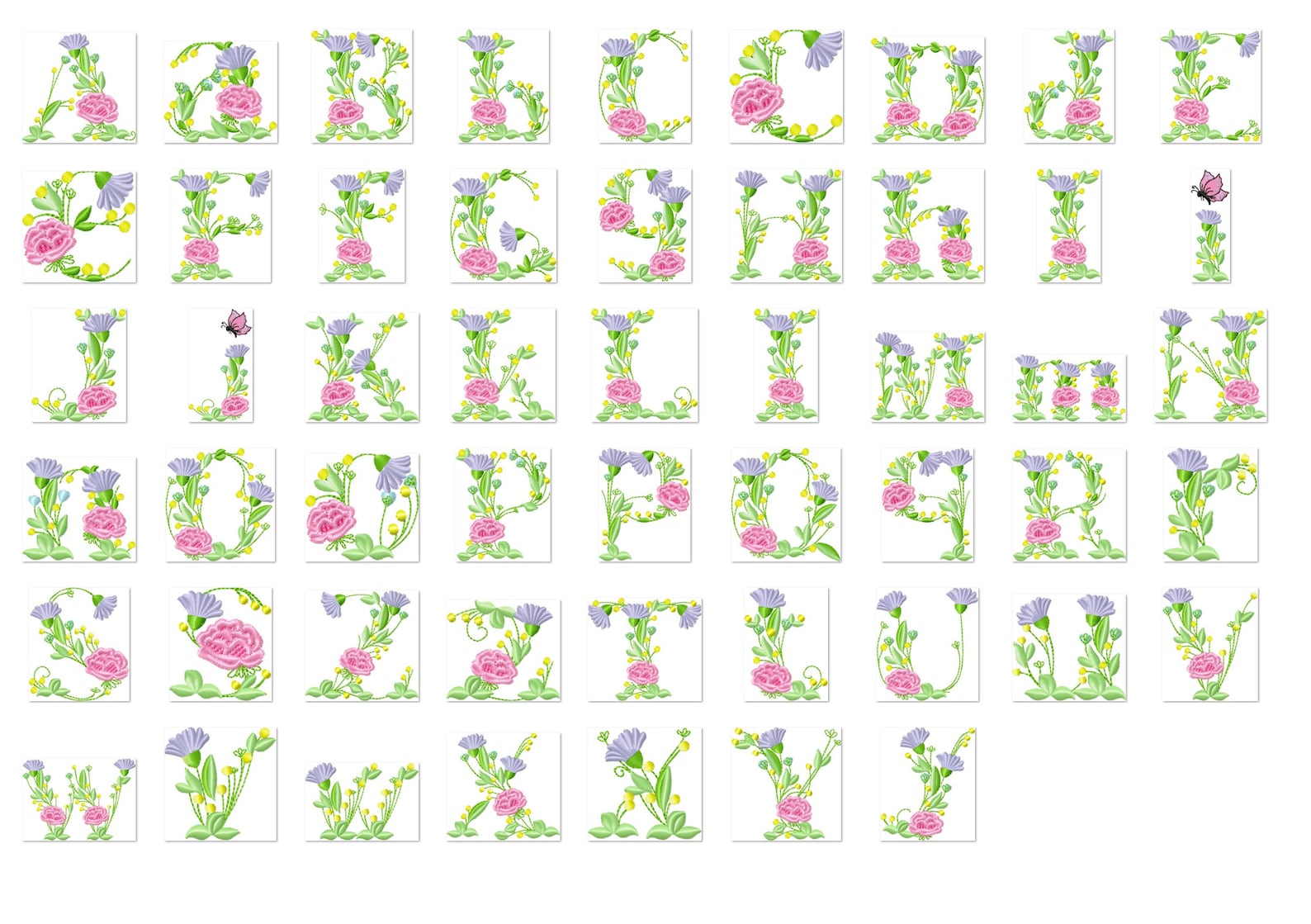 Meadow Flowers Font With Uppercase and Lower Case Letters - Etsy