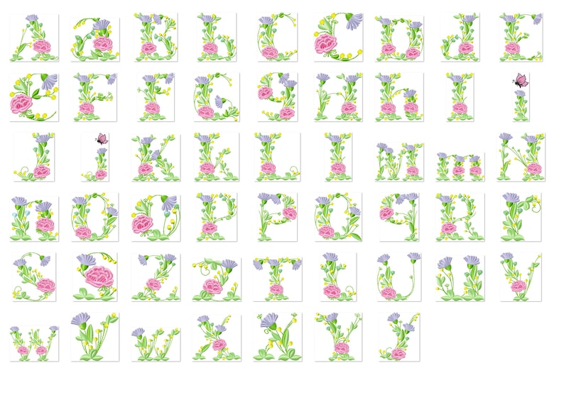 Meadow Flowers Font With Uppercase and Lower Case Letters - Etsy