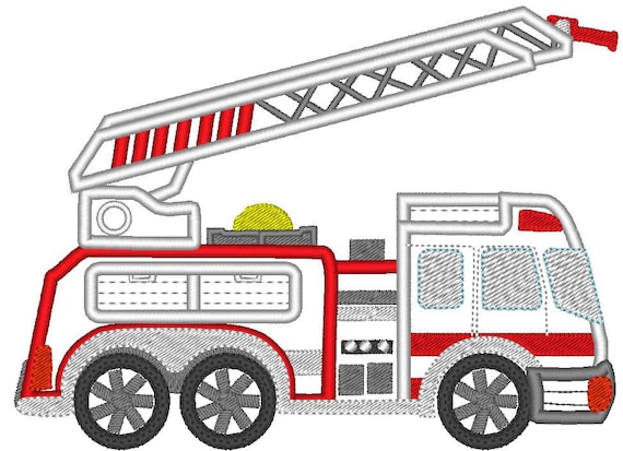 Fire Truck Machine Embroidery Designs Applique and Fill - Etsy