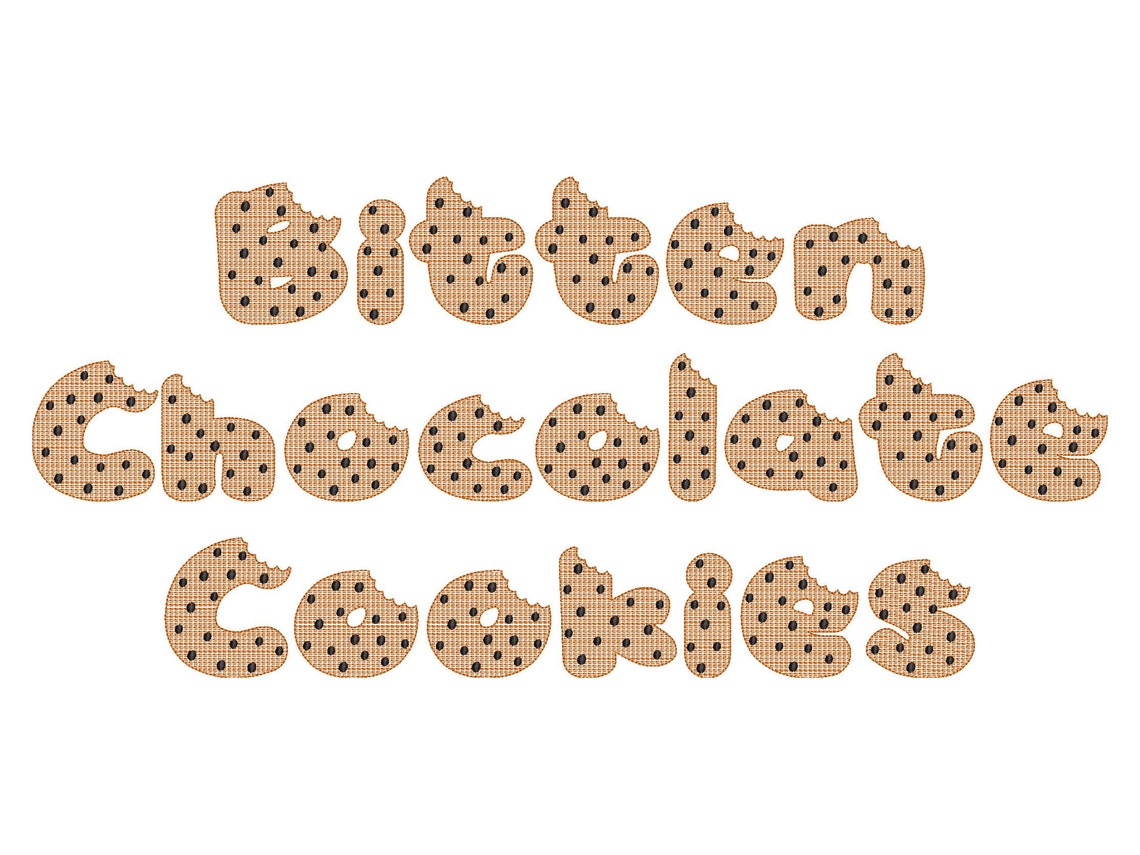 Bitten Cookie FONT With Choco Crisps Light Stitch Alphabet Machine ...