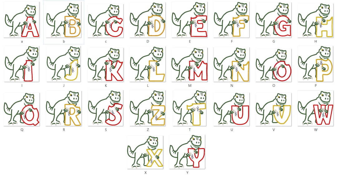 T-rex Dinosaur Personalized Name Letter Whole Alphabet 26 Letters ...