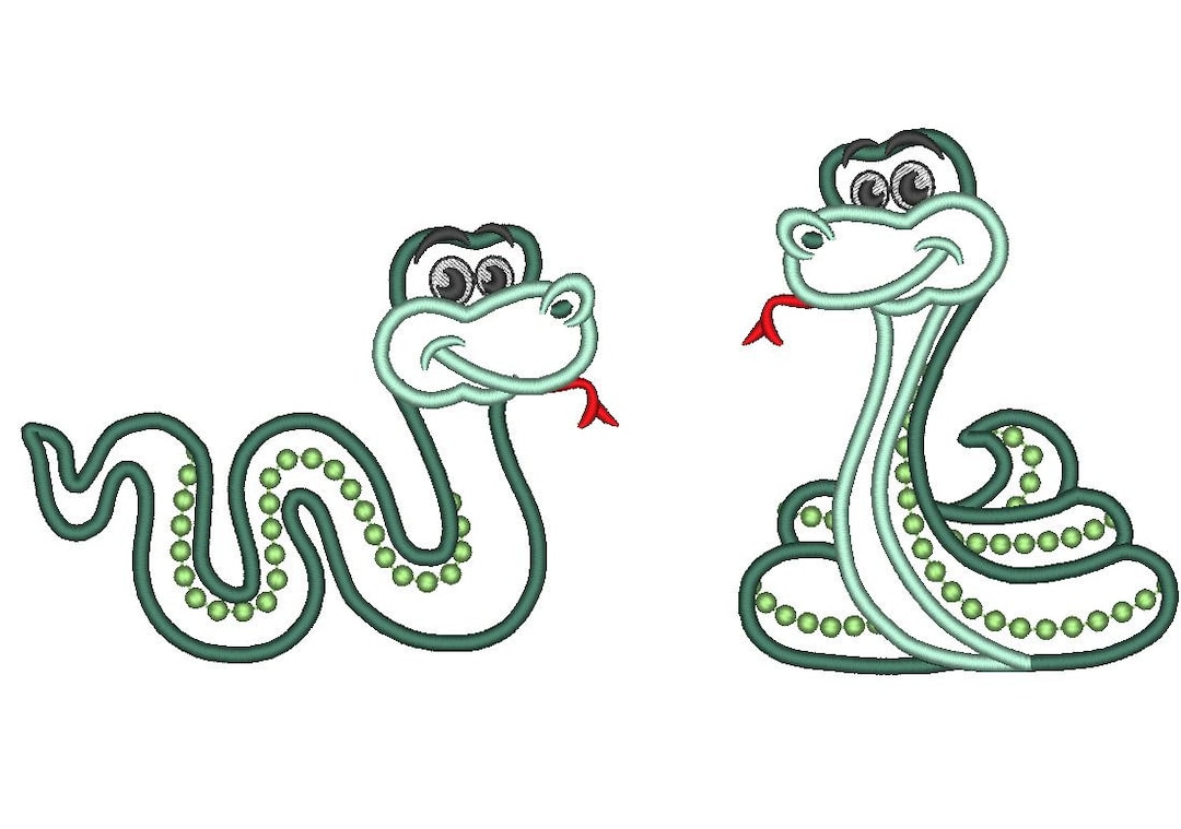 Snakes SET of 2 Single Snake Fill Stitch and Applique Machine ...