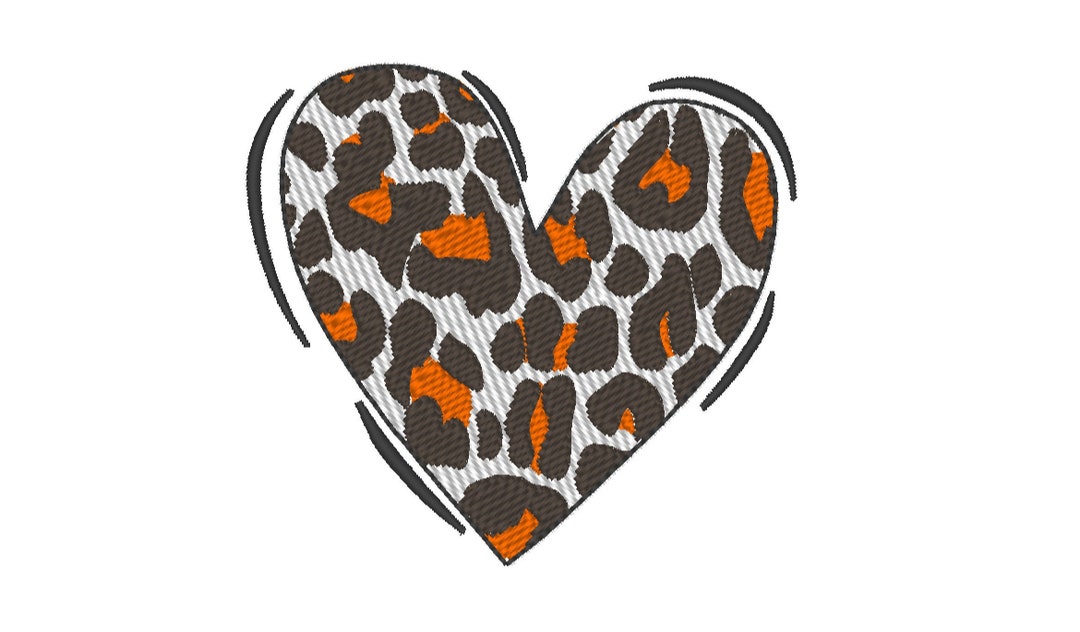 Valentine Love Heart, Leopard Animal Print Pattern Machine Embroidery ...