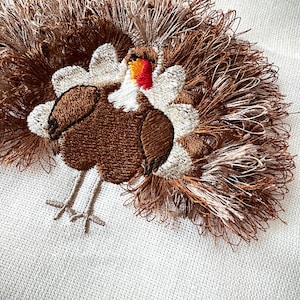Fringed Fluffy Chenille Turkey Thanksgiving Thanks Fall Machine ...