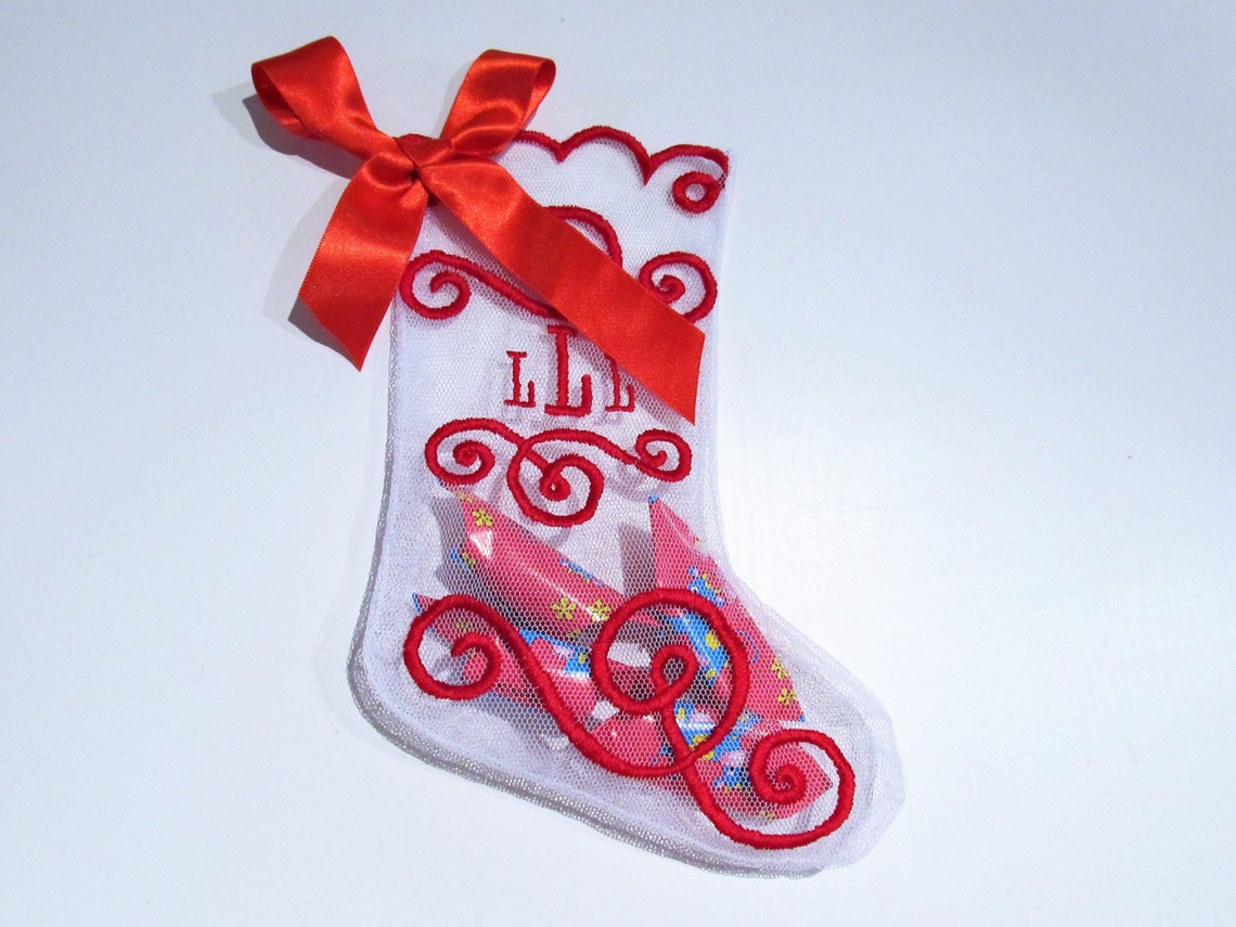 Christmas Lace Transparent Stockings - in the Hoop Machine Embroidery ...