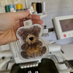 Fringed Bear Eyelet and Key Fob Snap Tab in the Hoop Machine Embroidery ...
