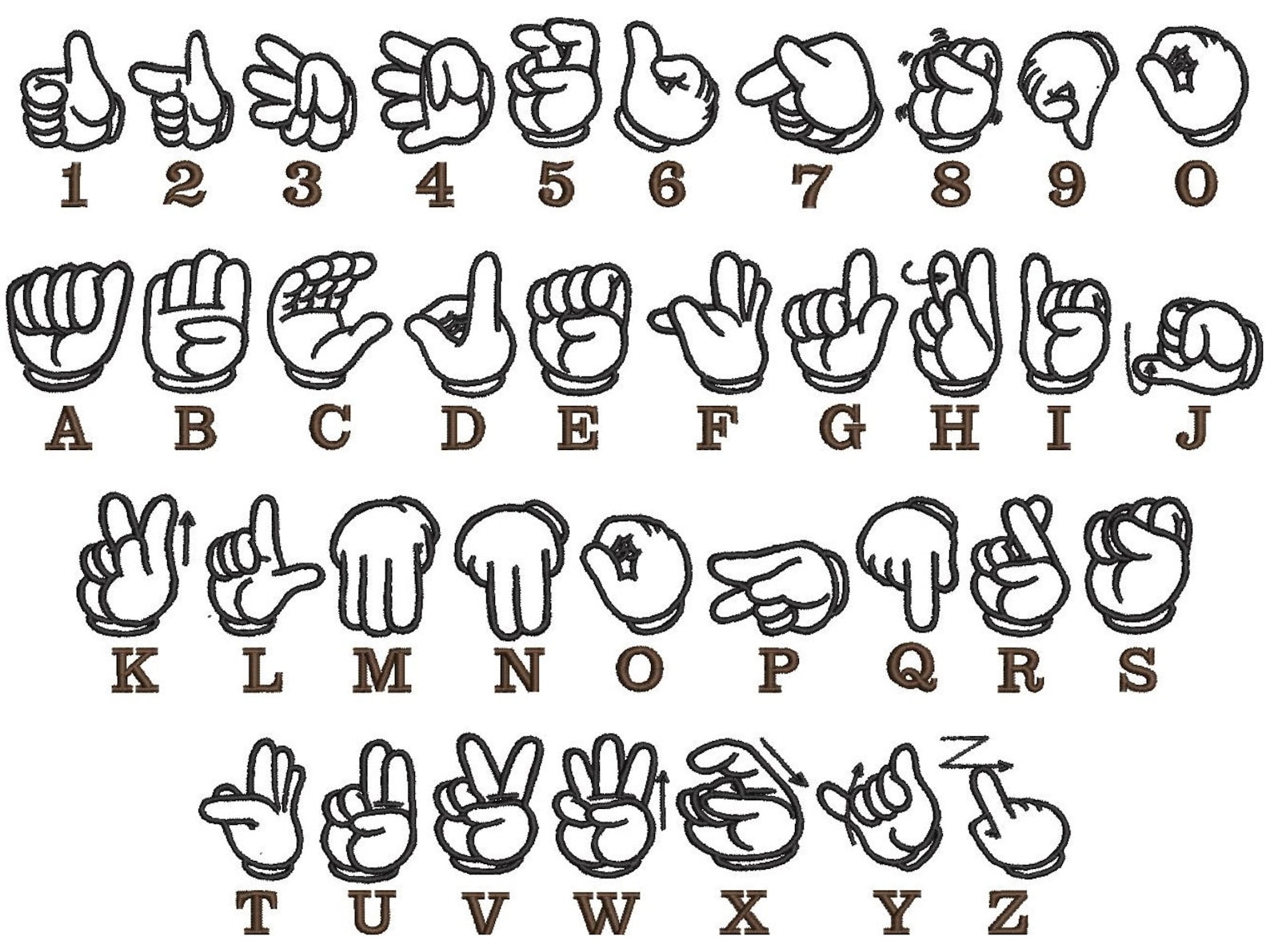 Sign Language FONT Hand Sign Alphabet Letters and Numbers - Etsy