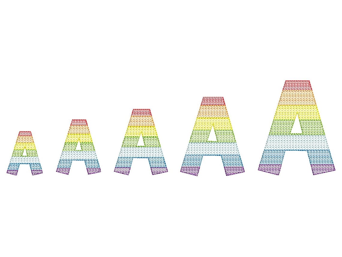 Rainbow Font Quick Sketch Fill Bean Stitch Font Light Stitch - Etsy