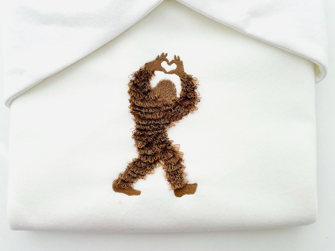Yeti Iceman Hand Heart Fringed Fluffy Chenille Bigfoot Sasquatch ...