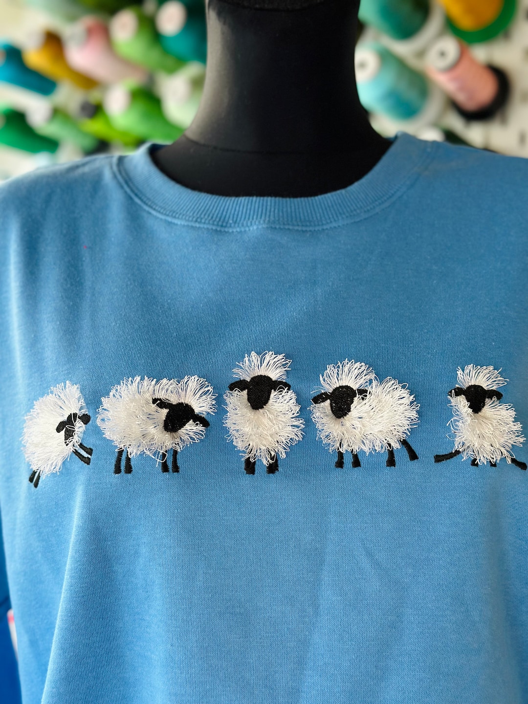 Fuzzy Sheep Lamb SET of 5 Types and 5 Sheep in Row Fringed Machine ...