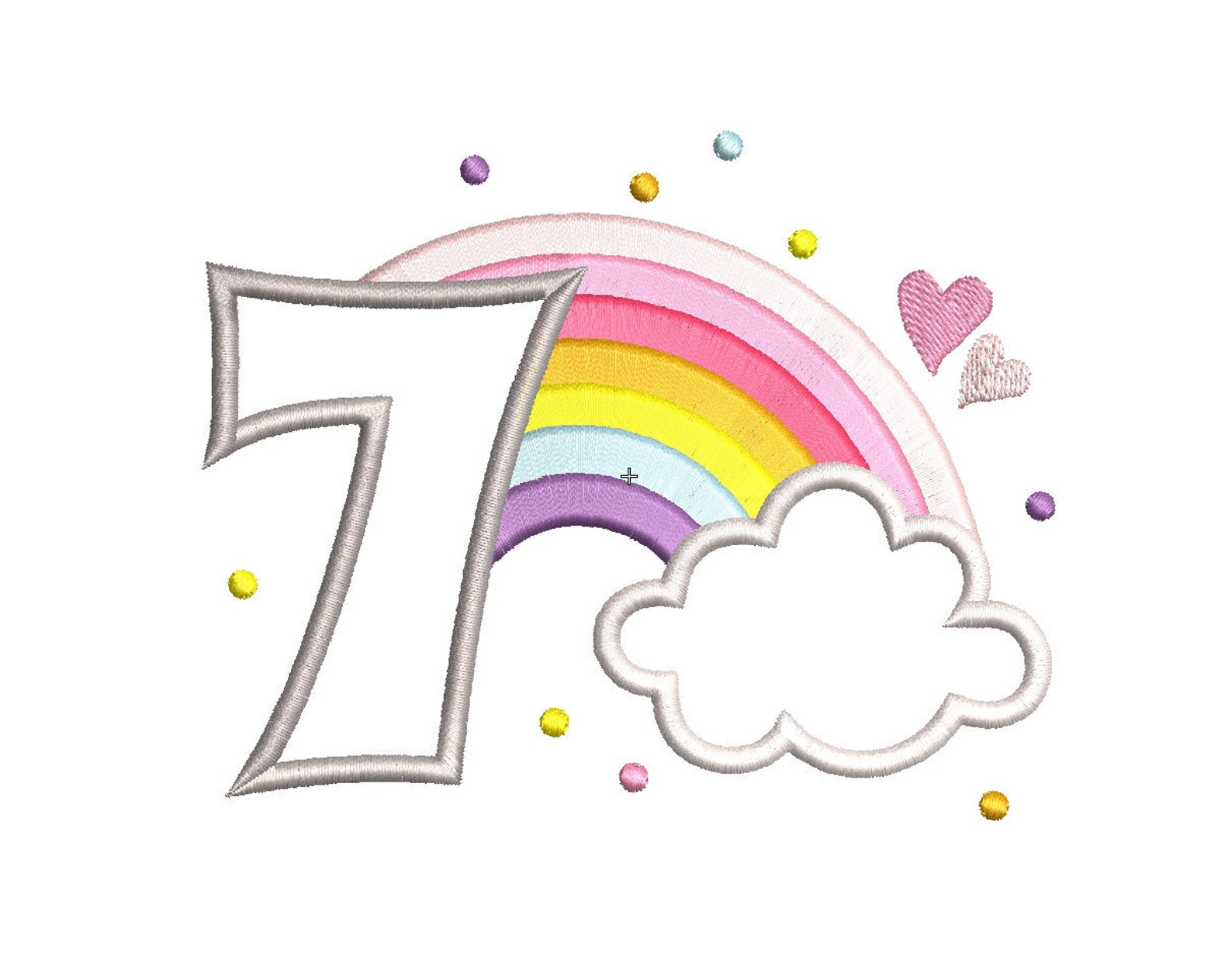 Cute Rainbow Birthday Number 7 SEVEN Machine Embroidery - Etsy
