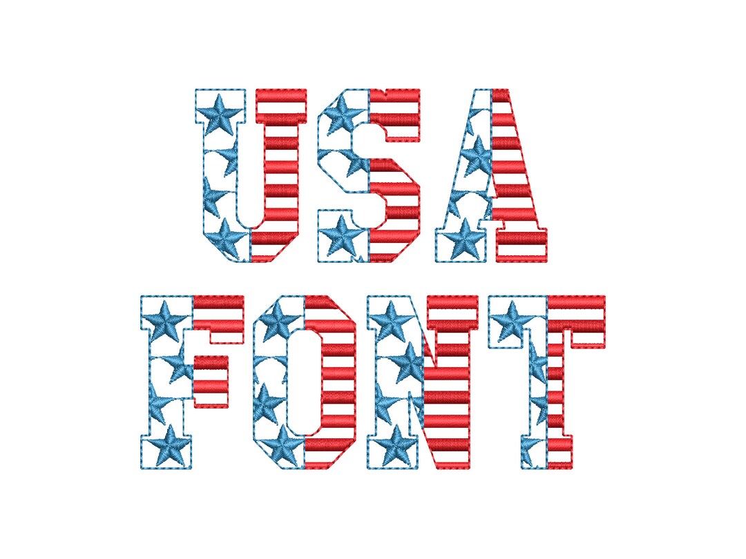 Patriotic Block Font Stars and Stripes Alphabet Light Stitch Machine ...