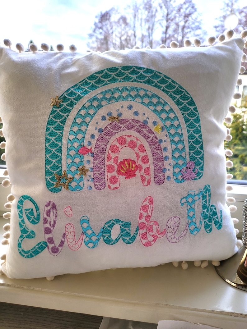Mermaid Summer Sea Beach Rainbow Machine Embroidery Designs in - Etsy