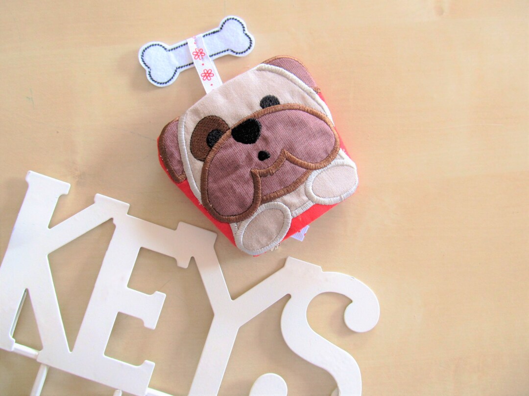 Peeking Bulldog Head, Key Case, Key Fob, Key Cover, Keys Pocket, ITH in ...