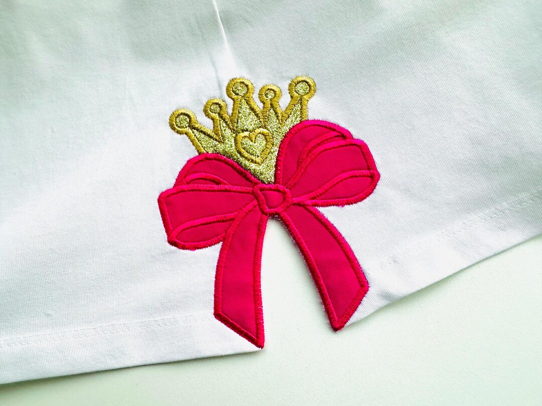 Classic Bow and Crown Diadem Tiara for Little Princess Applique Machine ...