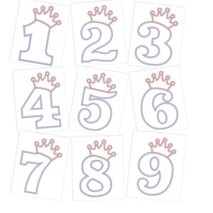 Cute Little Princess Birthday Crown Numbers , Machine Embroidery ...