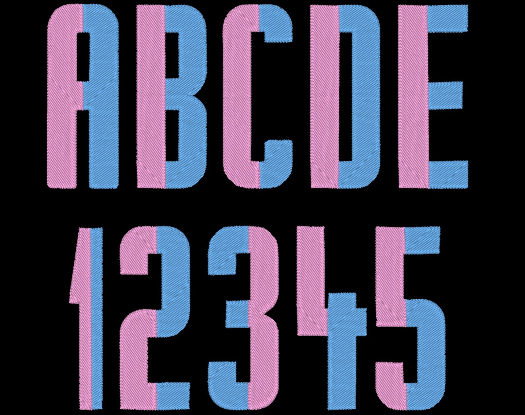 Duo Font Narrow Split Fill Stitch 2 Color Font Duo Color Duotone ...
