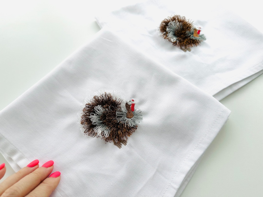 Fringed Fluffy Chenille Turkey Thanksgiving Thanks Fall Machine ...