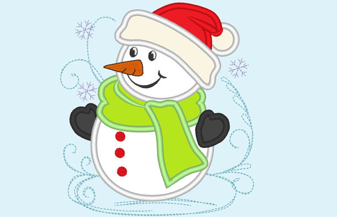 Awesome Curl and Sparkling Snowman Embroidery Applique Designs - 4x4 ...