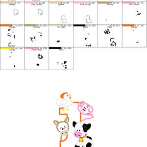 Farm Birthday Number ONE 1 With Cow, Pig, Horse and Rooster - Cute Farm ...