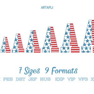 Patriotic Block Font Stars and Stripes Alphabet Light Stitch Machine ...