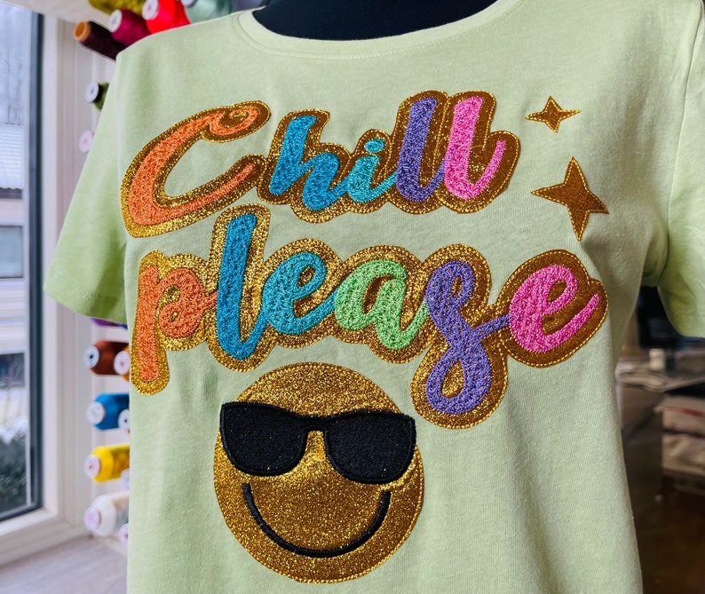 Glitter Faux Chenille Vinyl FONT Double Two Layer Machine Embroidery ...