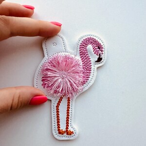 Fringed Fluffy Flamingo Key Fob Snap Tab and Eyelet Design in the Hoop ...