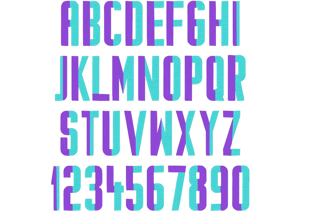 Duo Font Narrow Split Fill Stitch 2 Color Font Duo Color Duotone ...