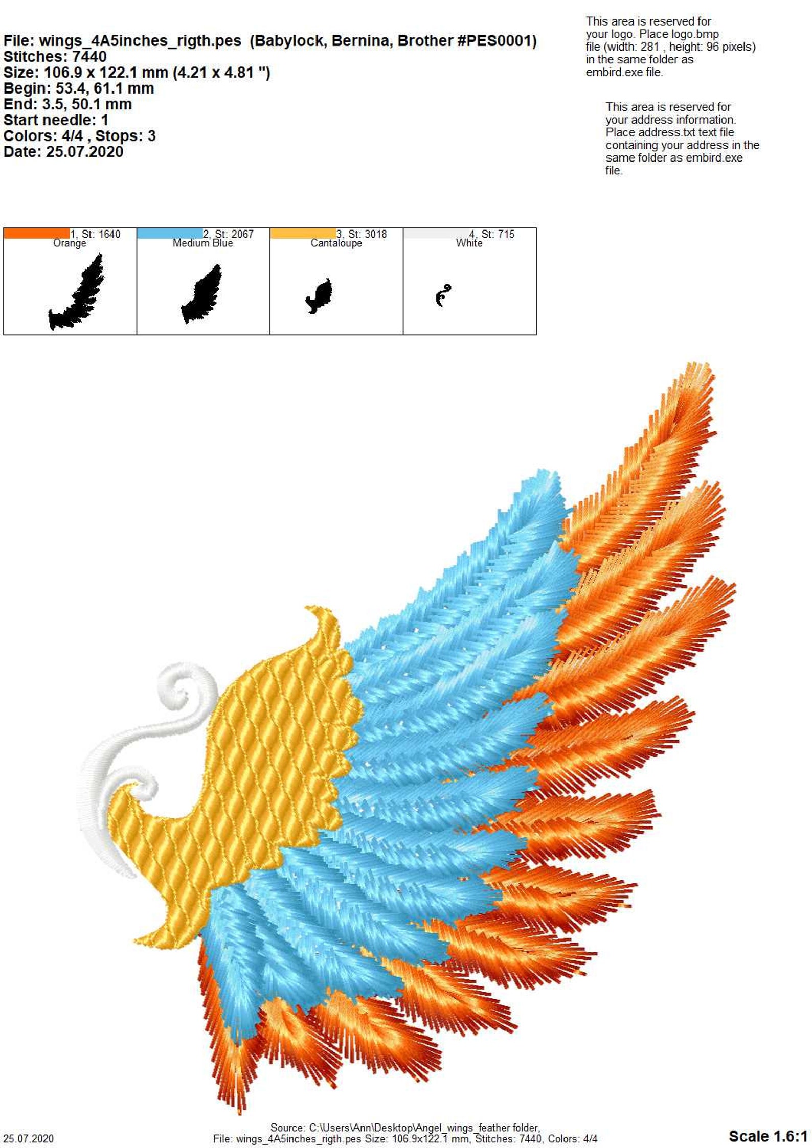 Angel Wings Machine Embroidery Designs in Assorted Sized and Embroidery ...