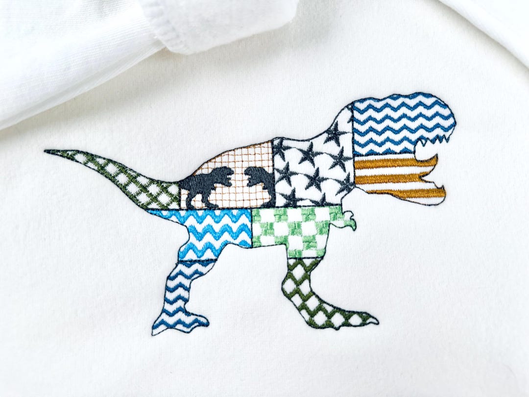 Patchwork T-rex Dinosaur Trex Tyrannosaurus Animal Silhouette Patterned ...