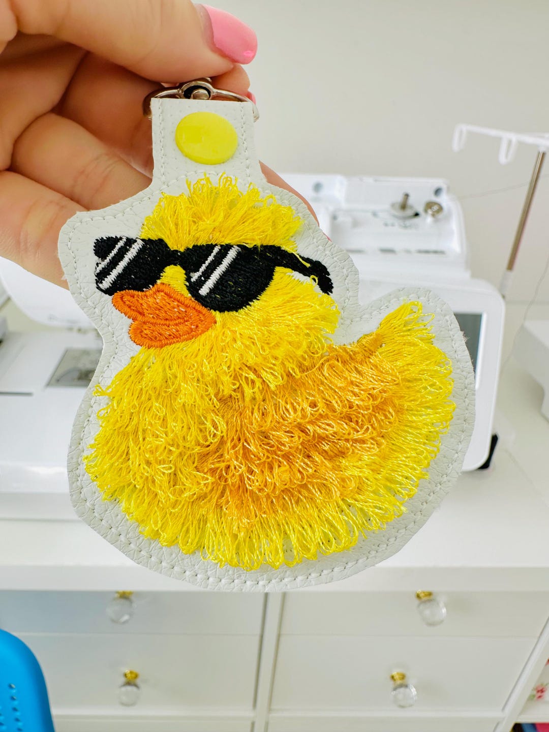 Fringed Rubber Duck Sun Glasses Eyelet and Key Fob Snap Tab in the Hoop ...