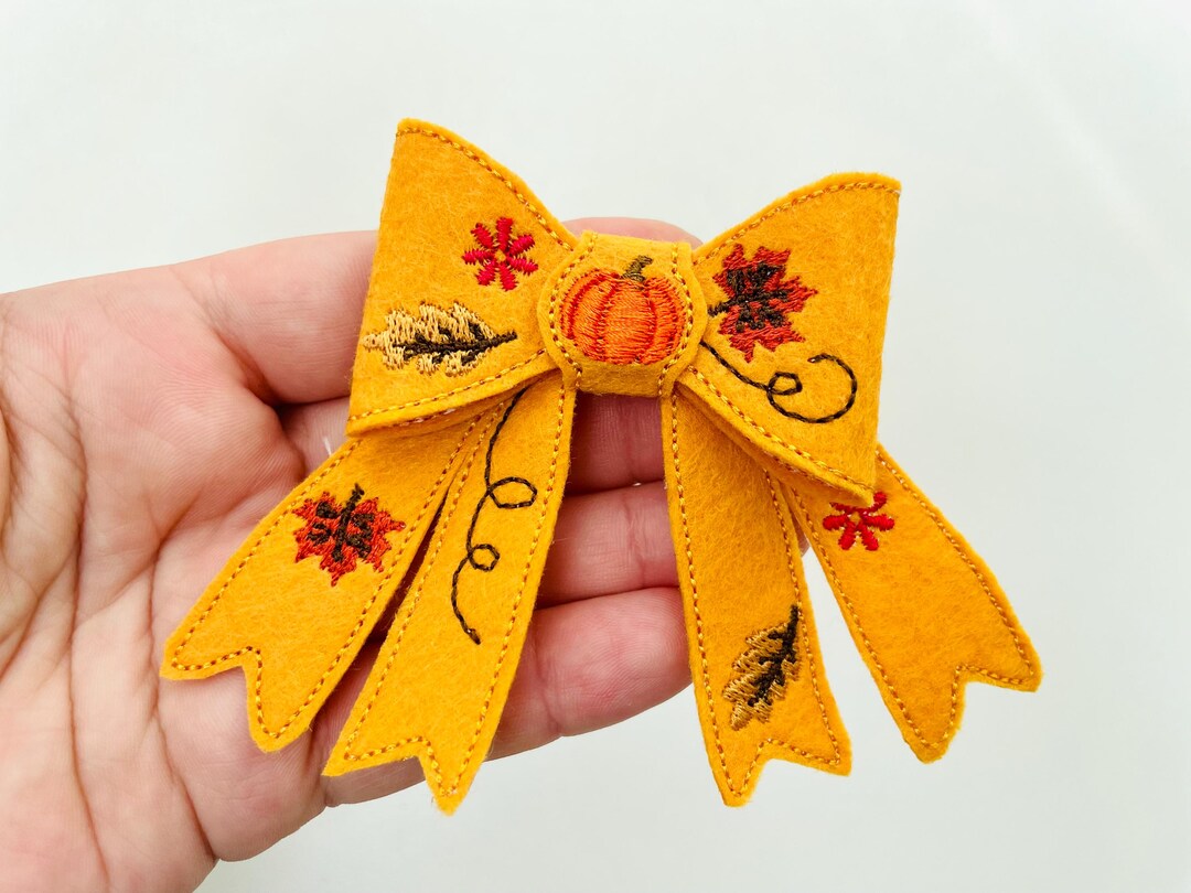 Awesome Fall Pumpkin Bow 3D Dimensional Machine Embroidery Designs Felt ...