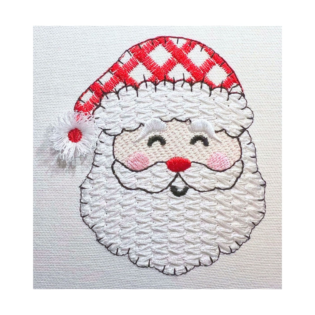 Smiling Happy Santa Claus Face Santa Light Stitch Design Knitted Knit ...