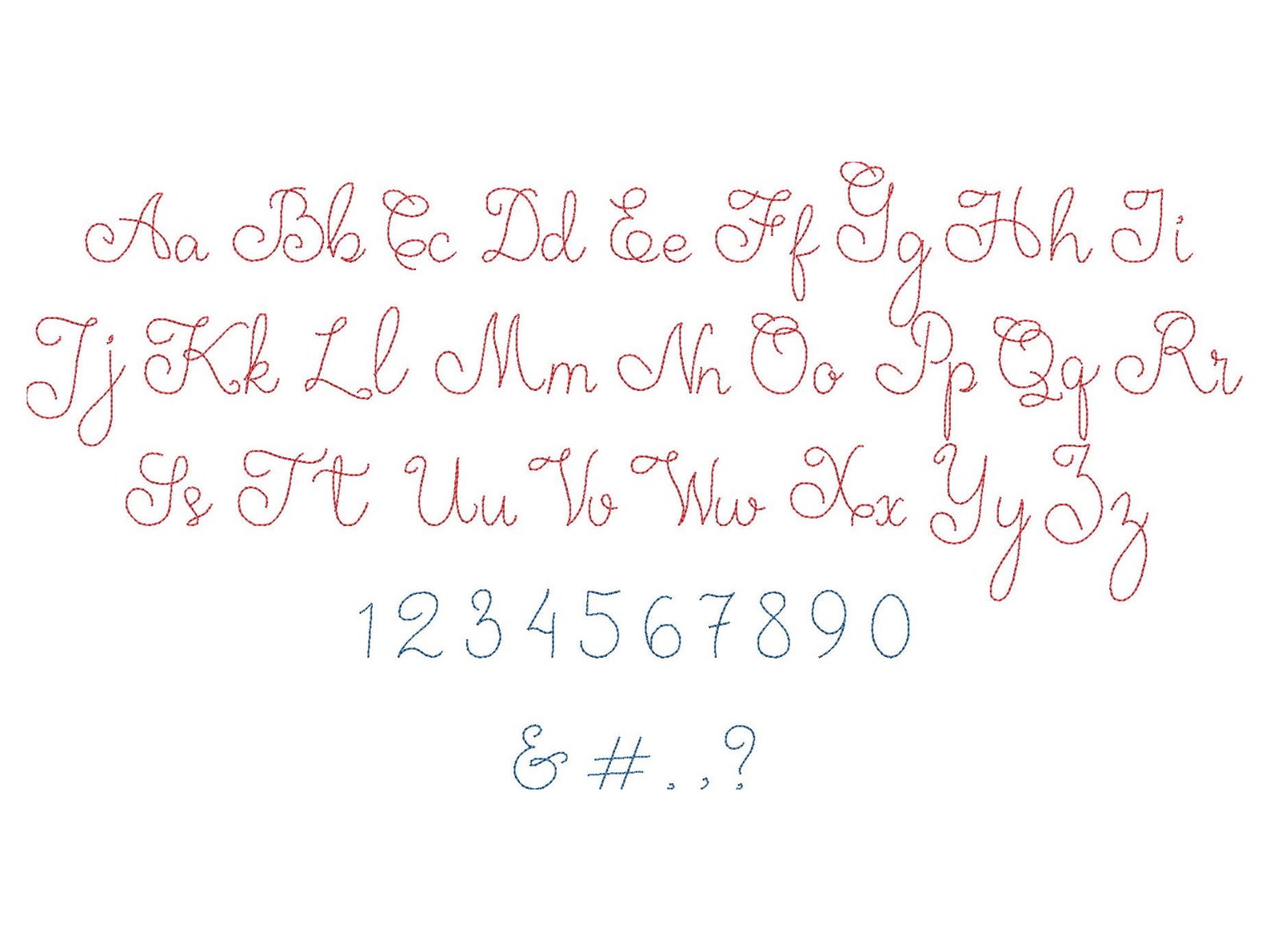 Handwriting Font Mini Micro Alphabet Letters, Line Bean Stitch, Machine ...