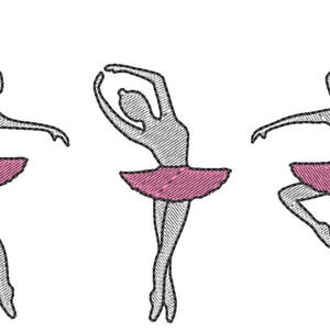 Girls Ballerinas Set Machine Embroidery Applique, Pattern for Hoop 4x4 ...