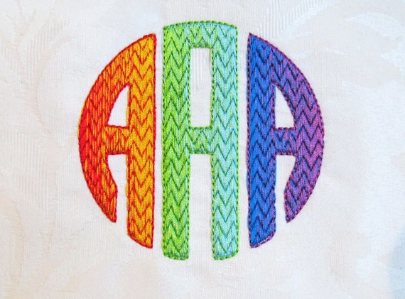 Iridescent Rainbow Chevron Circle Monogram Font Machine - Etsy