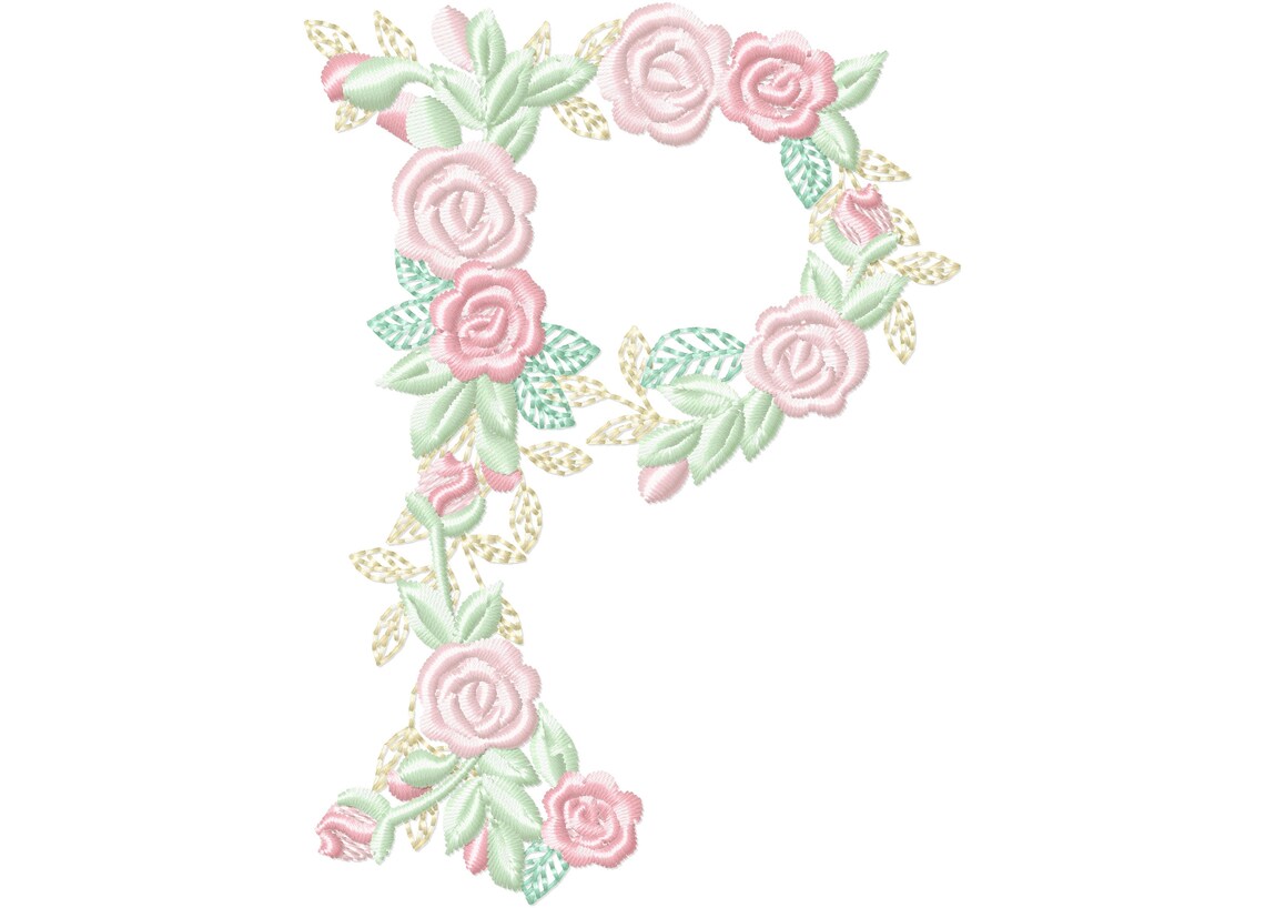 Delicate Roses Floral letter P garden flag monogram flowers | Etsy