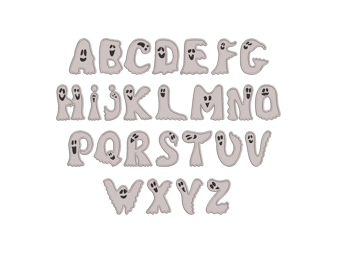 Ghost Font Applique Machine Embroidery Designs Halloween Alphabet ...