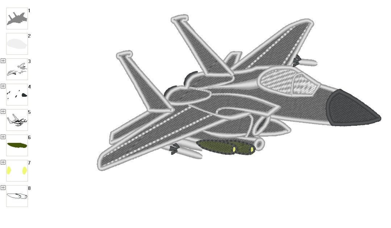 Fighter F-15E - Machine Embroidery Applique Designs for Hoop 4x4, 5x7 ...