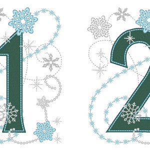 Frozen Birthday Snowflakes Numbers , Machine Embroidery Applique ...
