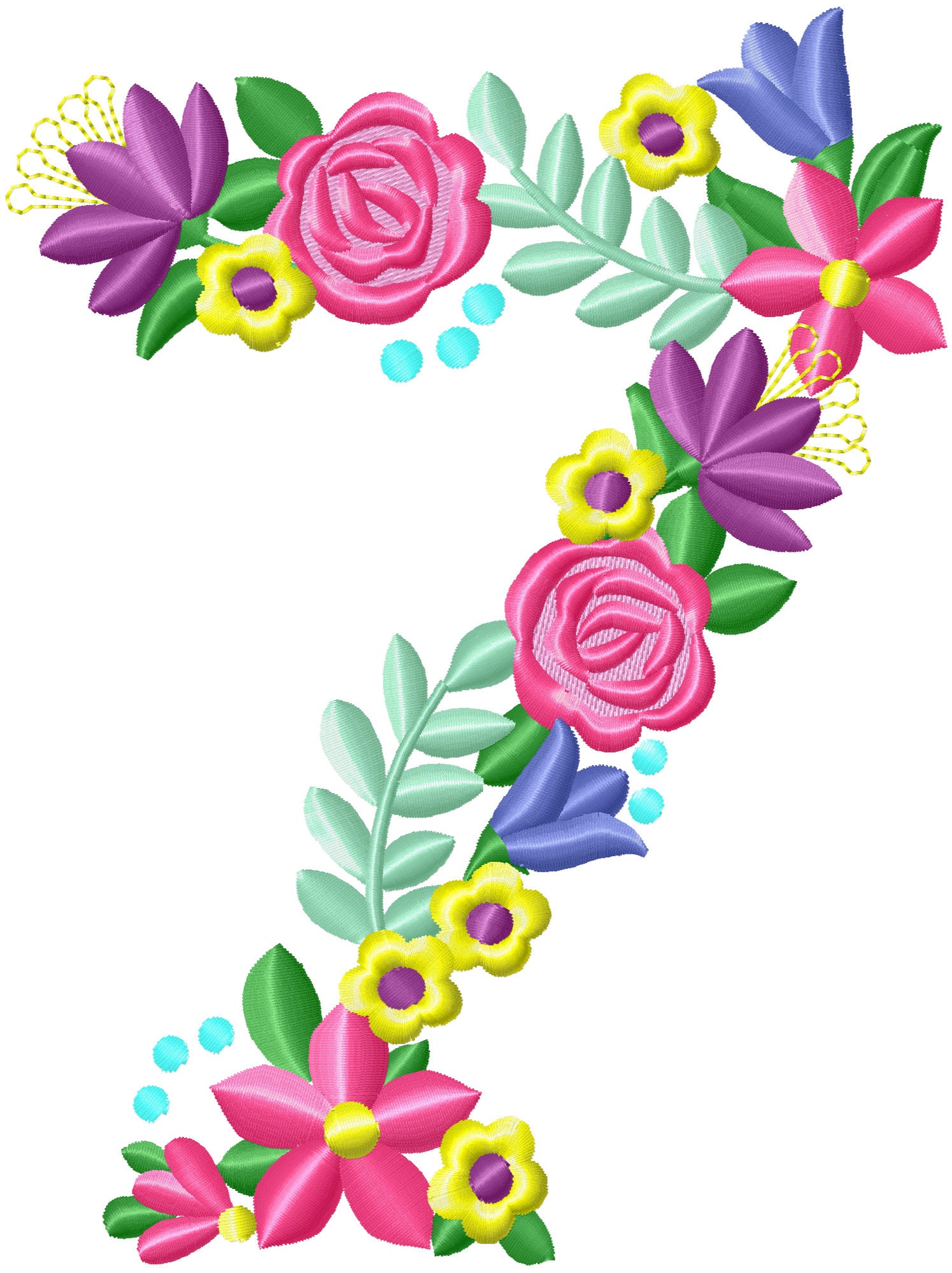 Floral Numbers Set 1 9 Birthday Flowers Garden Monogram Flowered