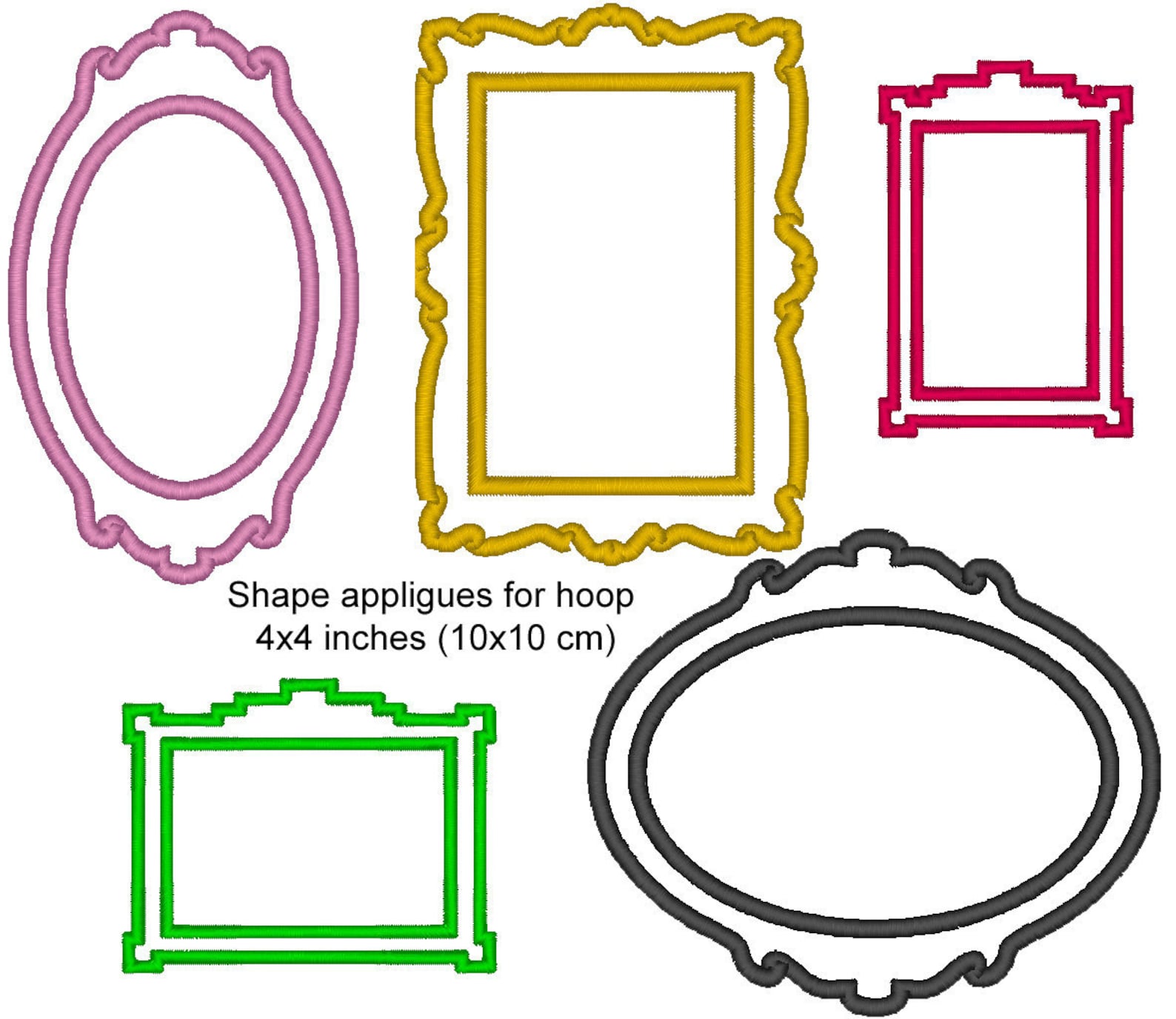 FRAMES Machine Embroidery Applique Designs Set of 5 Single Files for ...