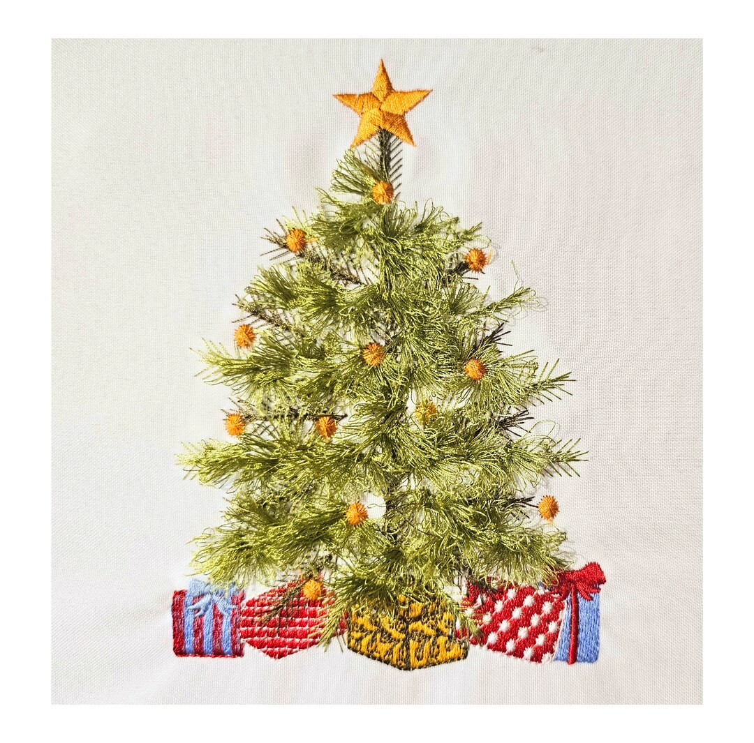 Fringed Fluffy Christmas Tree With Holiday Lights and Gifts Machine ...