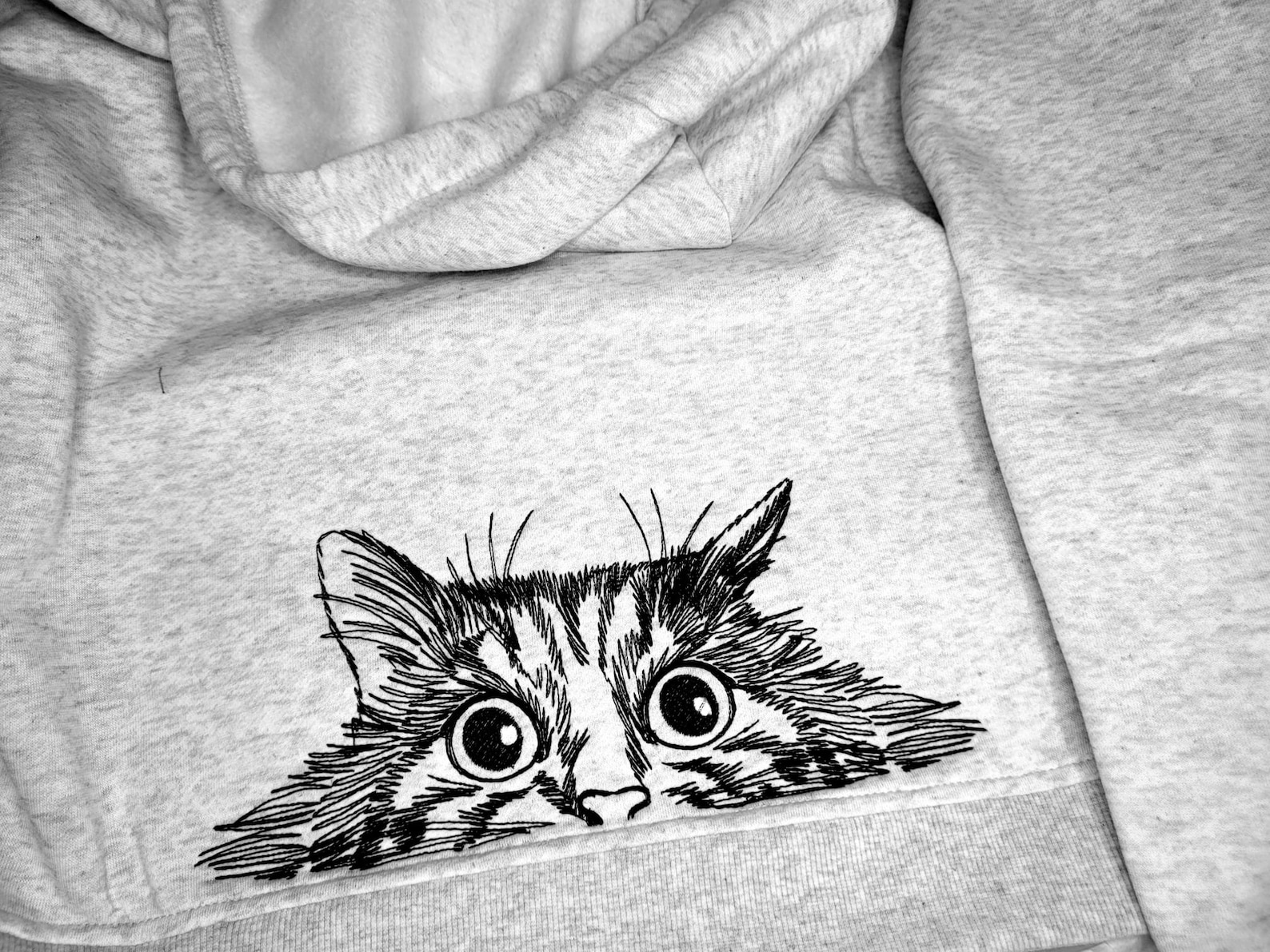 Peeking Cat Head Silhouette Cute Cat Line Art Drawing Sketch Light ...