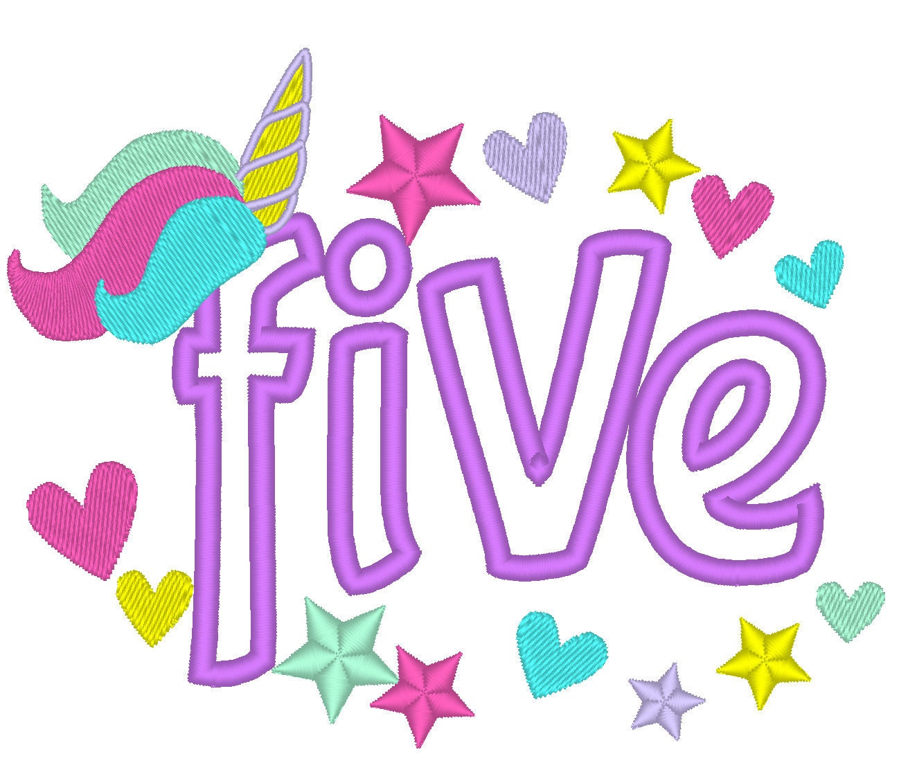 Unicorn Tail Birthday number 5 FIVE, Unicorn word number birthday ...