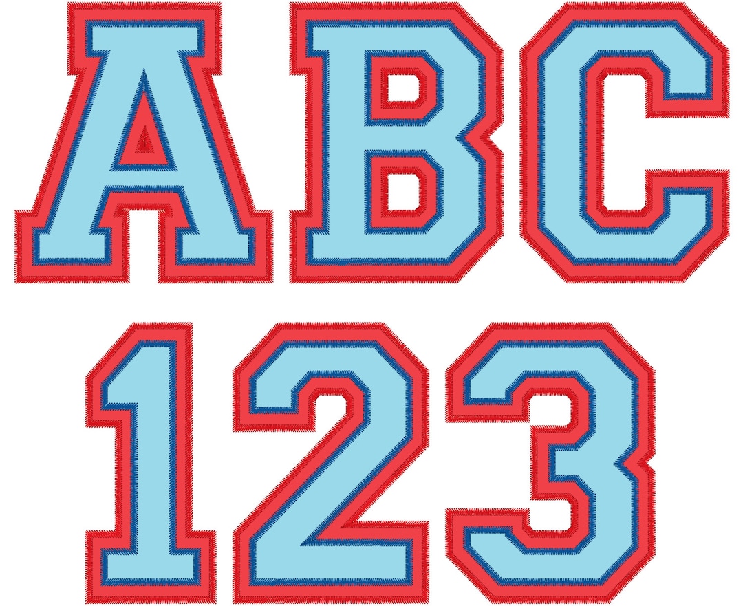 Zig Zag Double Two Applique Athletic Sport High School Team Players ...