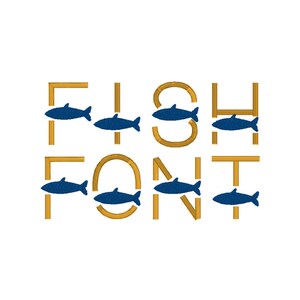 Satin Stitch Fish Font Embroidery Font Fisher Marine Alphabet Machine ...