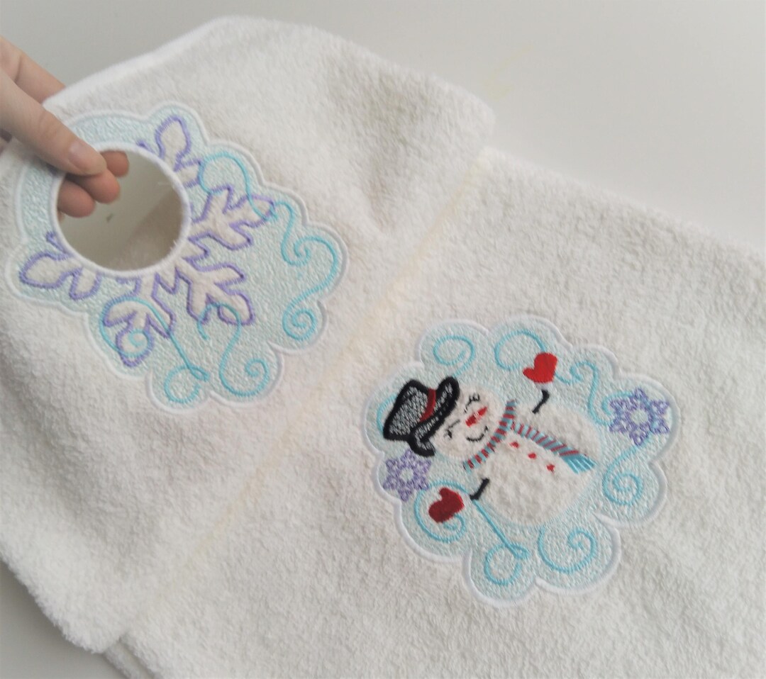 Terry Towel Topper Hanging Snowman Embossed Embroidery IN THE HOOP ...
